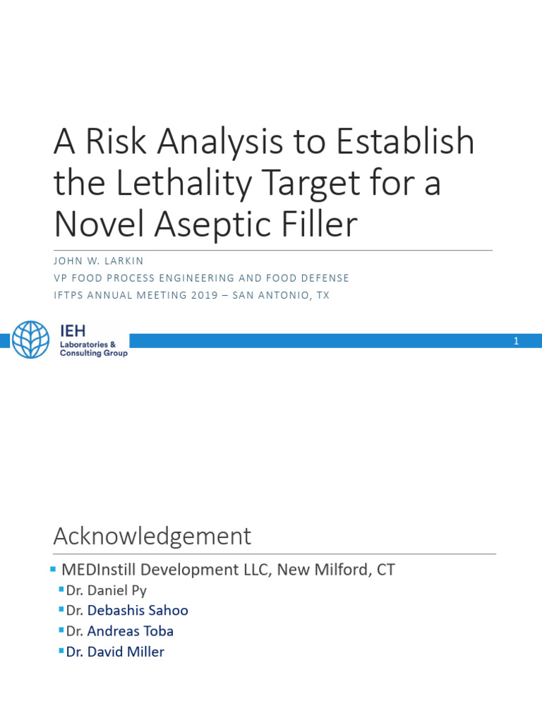 A Risk Analysis To Establish The Lethality Target For A Novel Aseptic ...