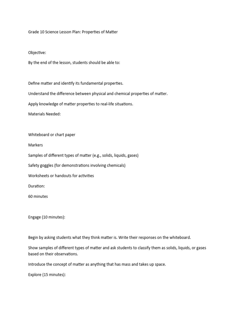 Grade 10 Matter | PDF | Matter | Chemical Substances