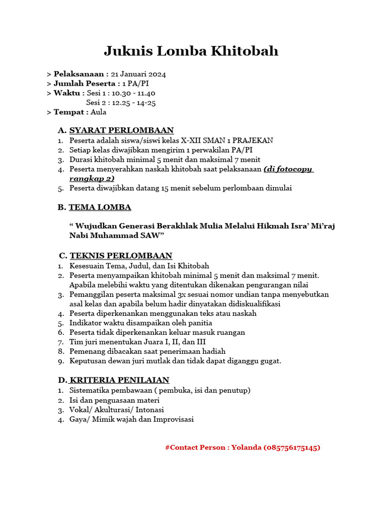Juknis Lomba Khitobah | PDF | Karier & Perkembangan