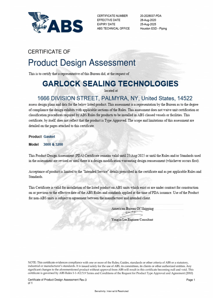 Abs Certification Blue Gard 3000 3200 | PDF