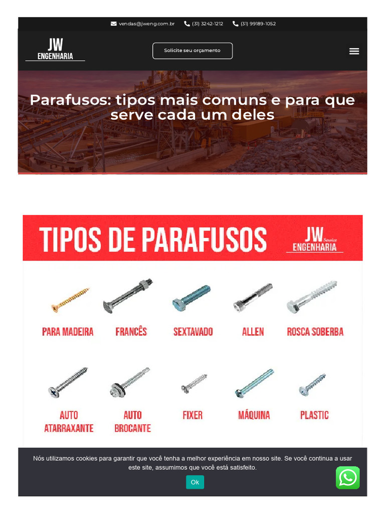Tipos de Parafusos e Suas Aplicações - Veja 10 Exemplos | PDF ...