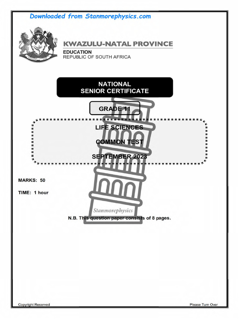KZN Life Sciences Grade 11 September 2023 QP and Memo | PDF