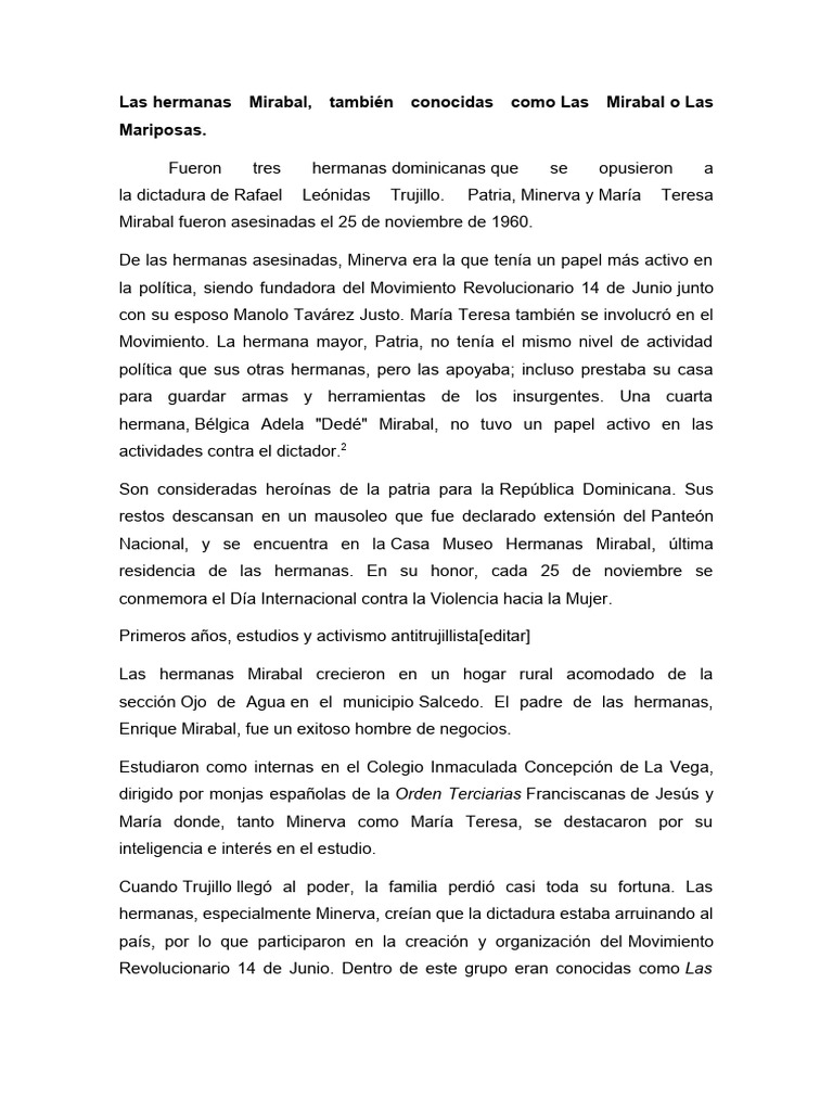 Las Hermanas Mirabal | PDF