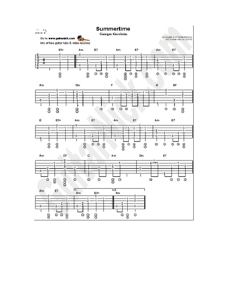 Summertime Guitar Tabs | PDF