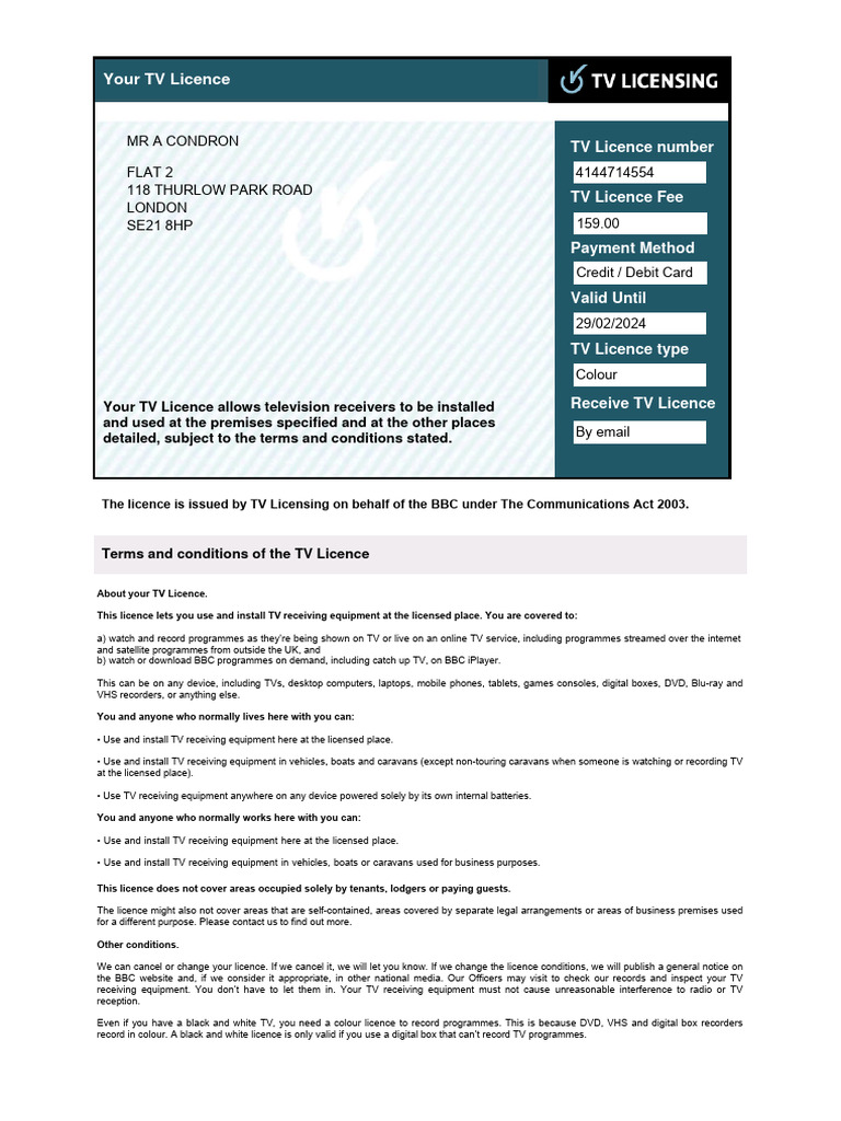 Your TV Licence | PDF | Television | Electronics