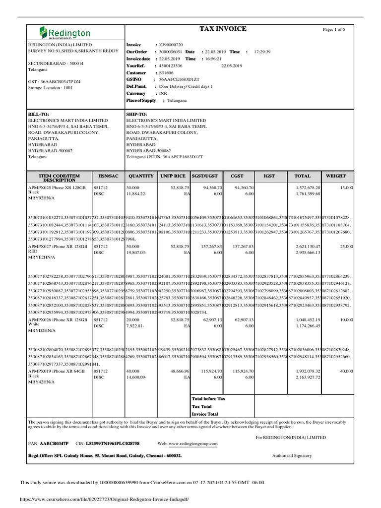 Original_Redignton_Invoice_India.pdf | PDF | Arbitration | Invoice
