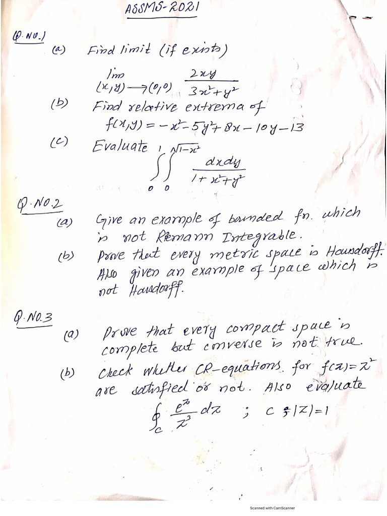Assms 2021 Mphil Math Gat Test | PDF
