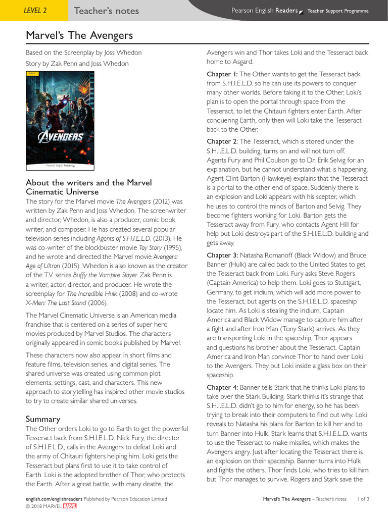 Marvel's The Avengers: Teacher's Notes | PDF | Young Adult