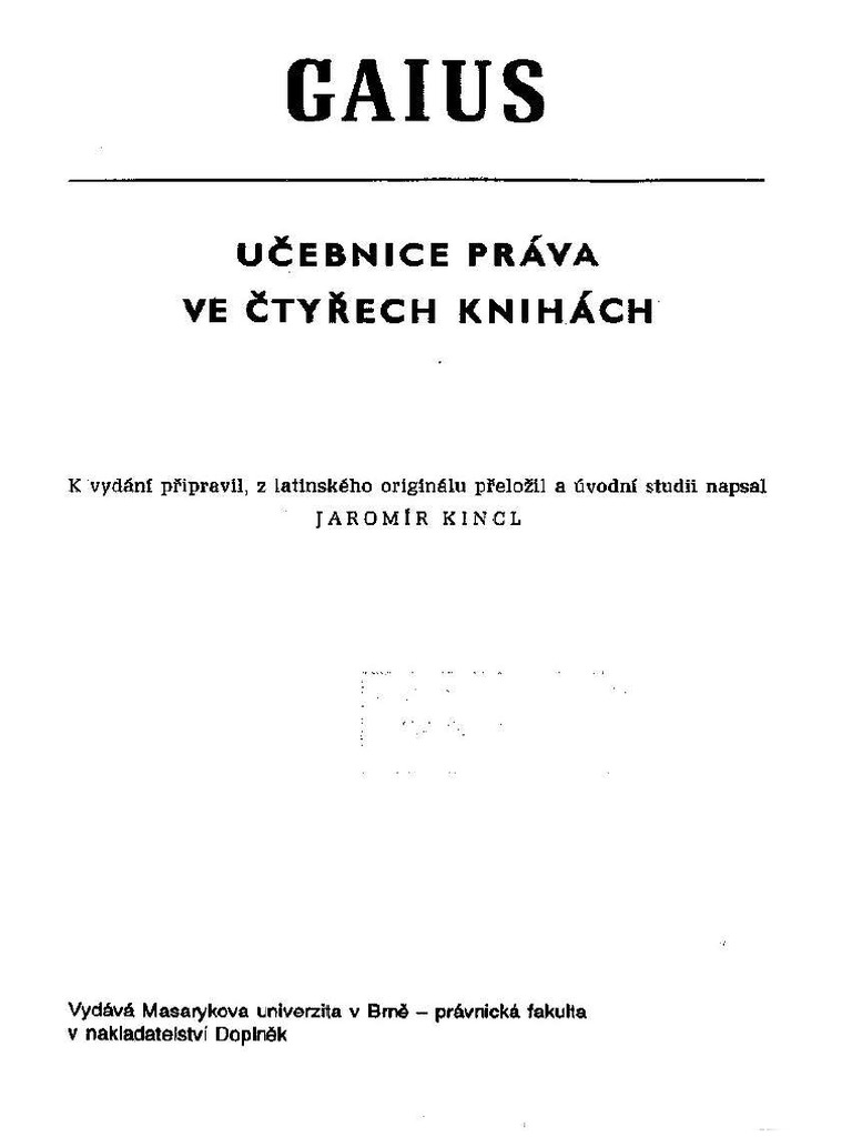 Gaius Ucebnice Prava Ve Ctyrech Knihach | PDF