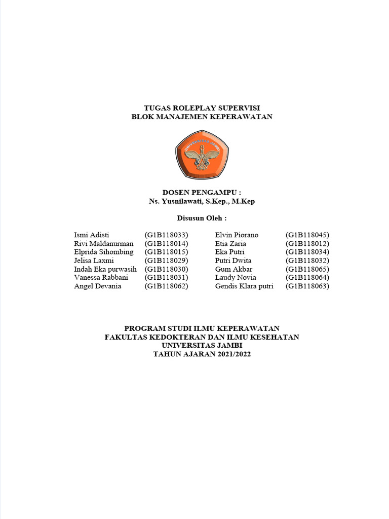 Tugas Roleplay Supervisi KLP 5 B BLM Fix | PDF