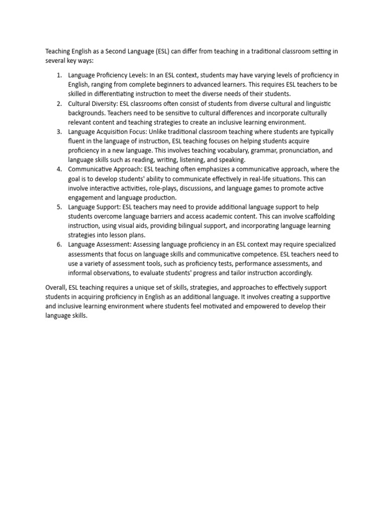 Teaching English As A Second Language | PDF | English As A Second Or ...