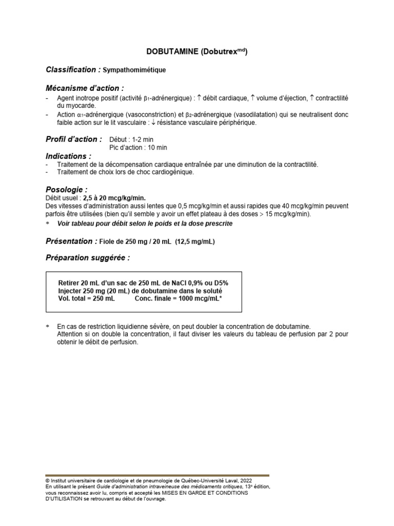 Dobutamine Dobutrex | PDF | Spécialités médicales | Médecine
