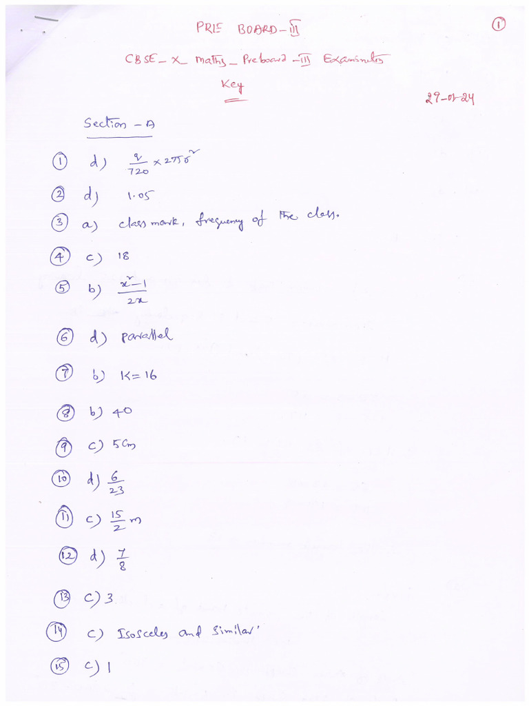 Cbse X Maths Pre-Board-Iii Solution | PDF