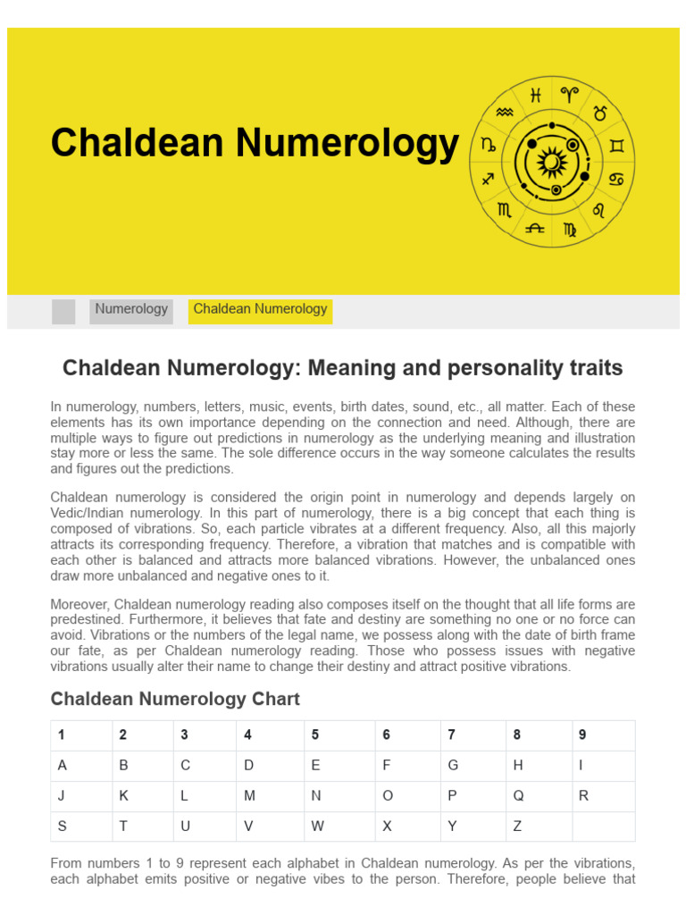 Chaldean Numerology - Meaning & Traits of Chaldean Numerology | PDF ...