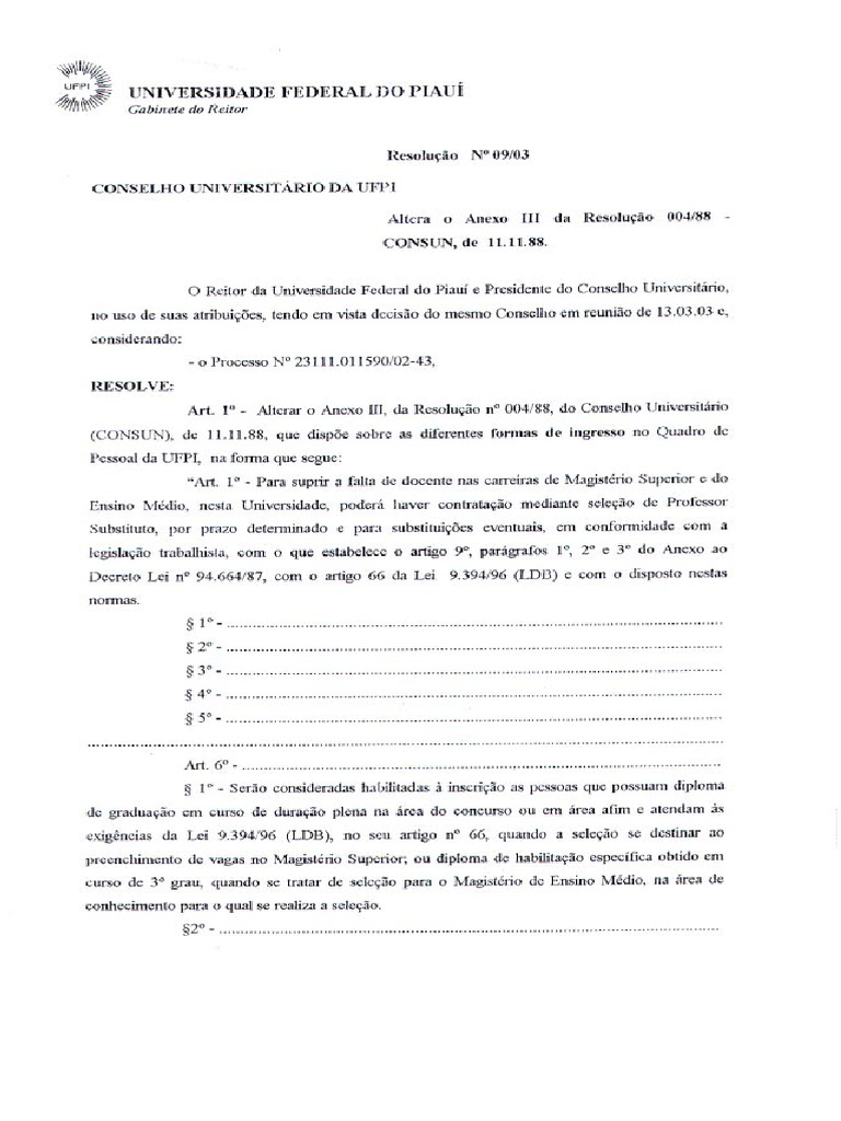 Resolucao009 03 Consun | PDF