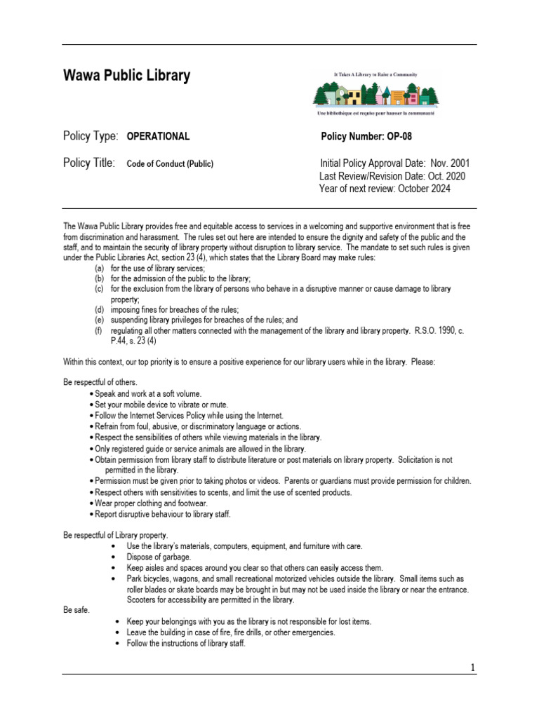 Policy-Code-of-Conduct-Public | PDF | Libraries | Justice