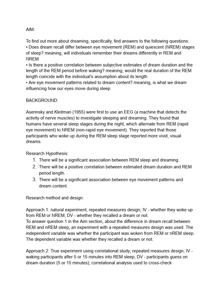 Dement and Kleitman | PDF | Rapid Eye Movement Sleep | Sleep