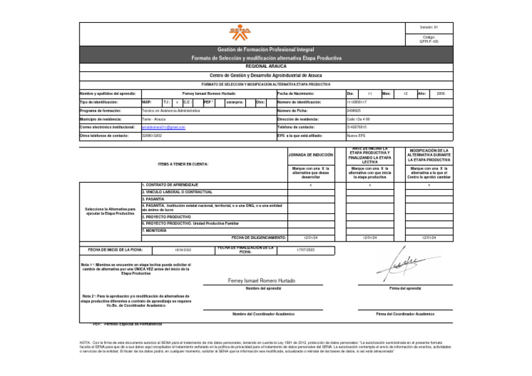Formato #01 Registro Ep | PDF