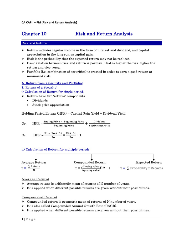 Risk and Return Analysis-Print | PDF