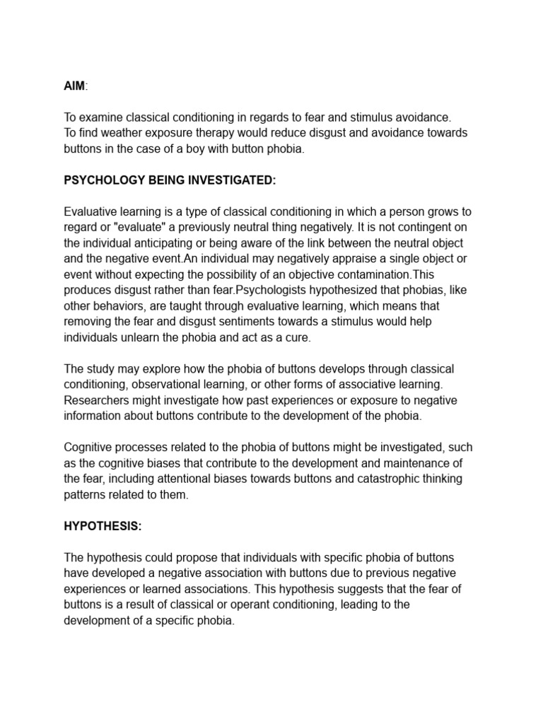 Phobia of Buttons | PDF