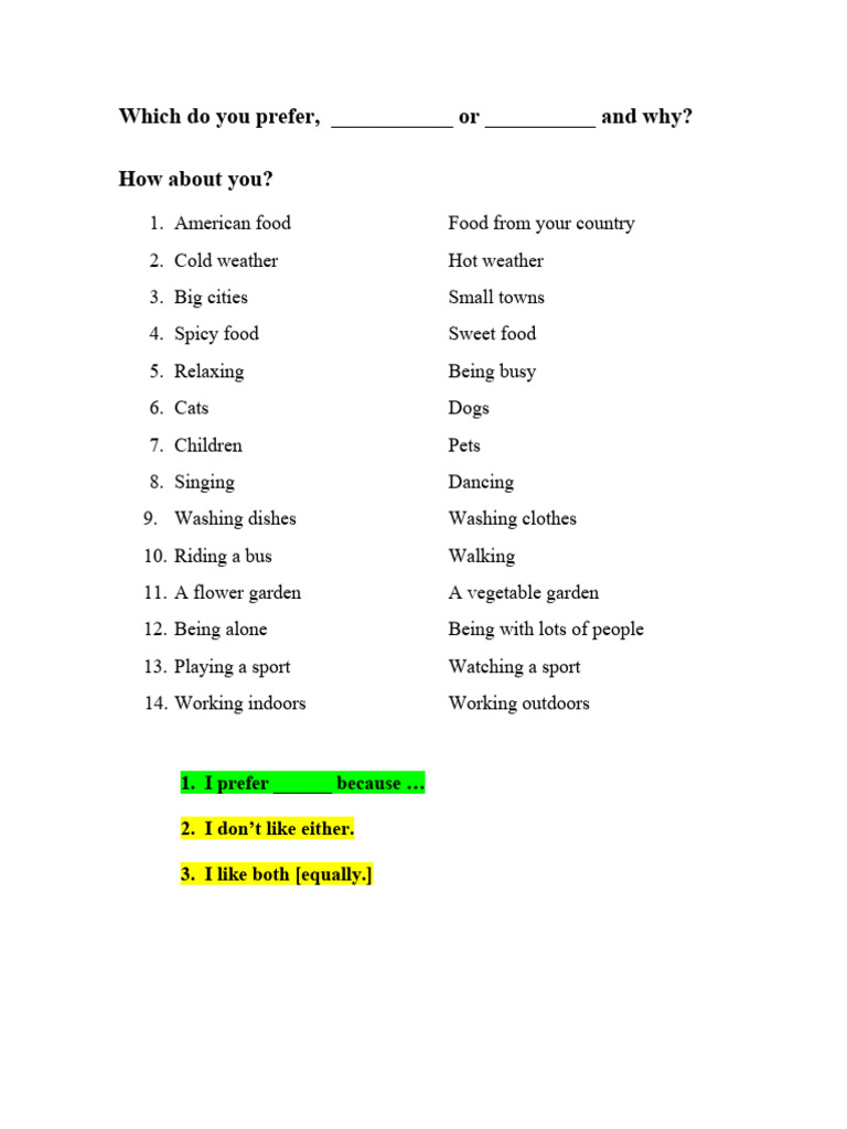 Which Do You Prefer | PDF