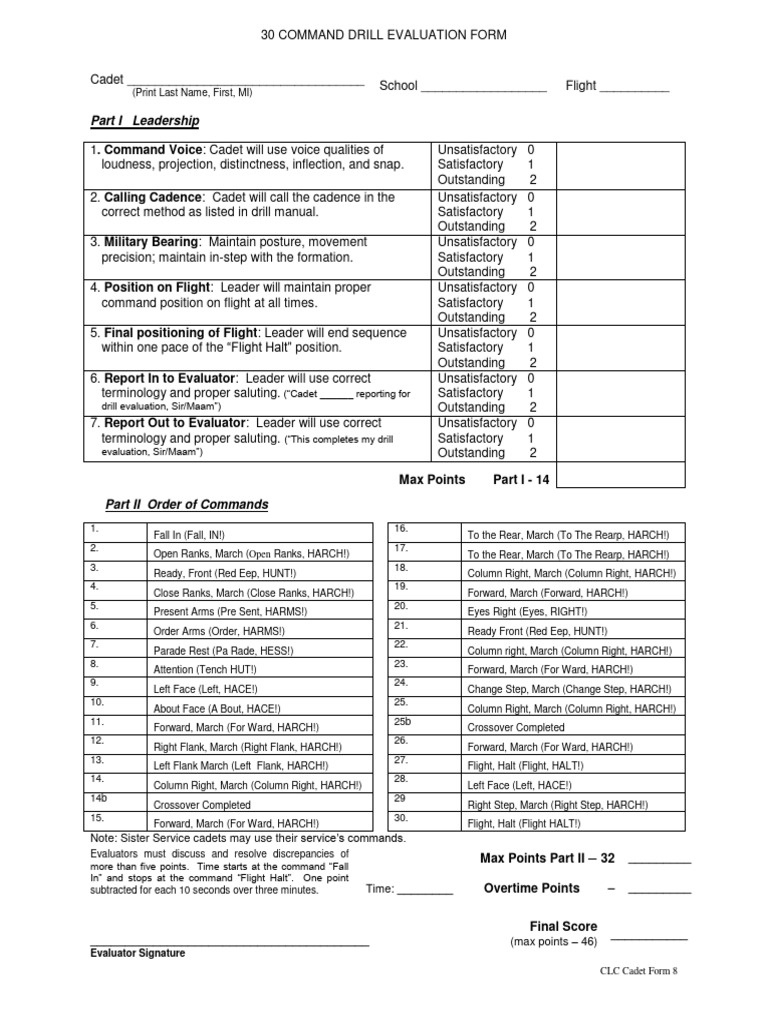 30 Command Evaluation Form 8 | Download Free PDF | Military | Military Life