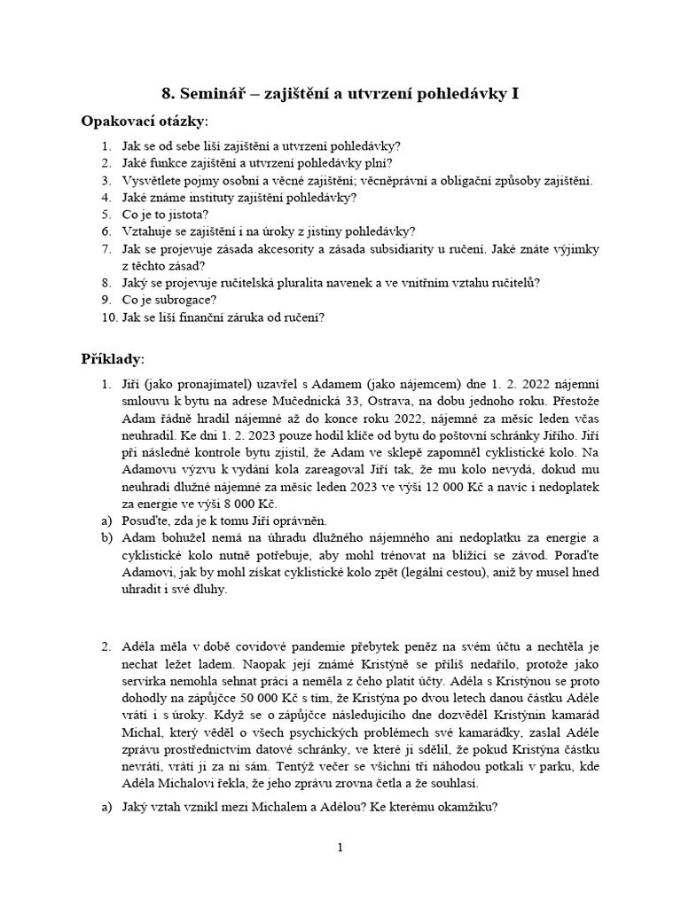 Priklady Na 8. Seminar - Kopie | PDF