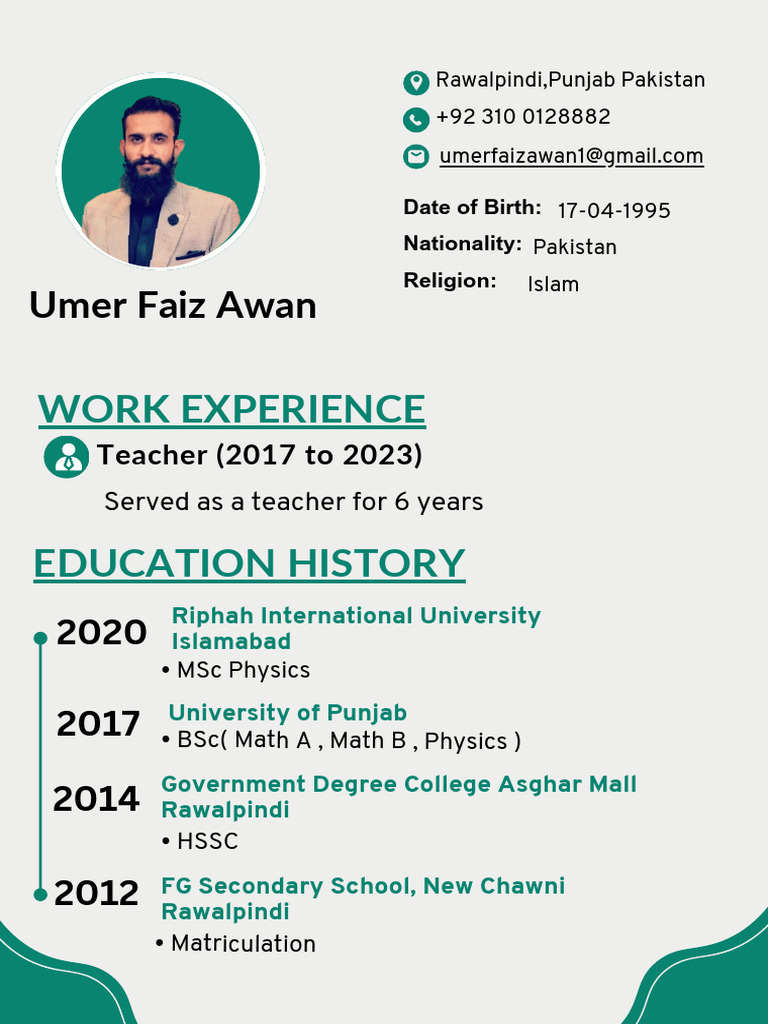 Umer Faiz Awan CV For Scholarship - 20240117 - 211436 - 0000 | PDF | Pakistan | Human Communication