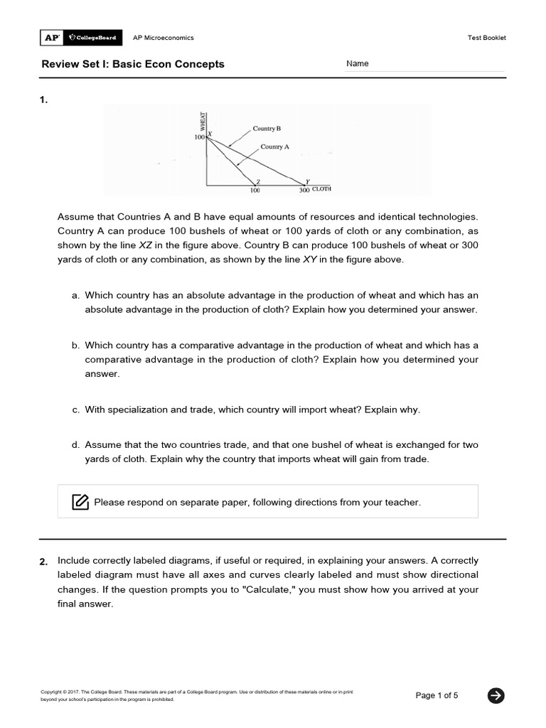 AP Micro Review Set I Basic Econ Concepts | PDF | Microeconomics | Elasticity (Economics)