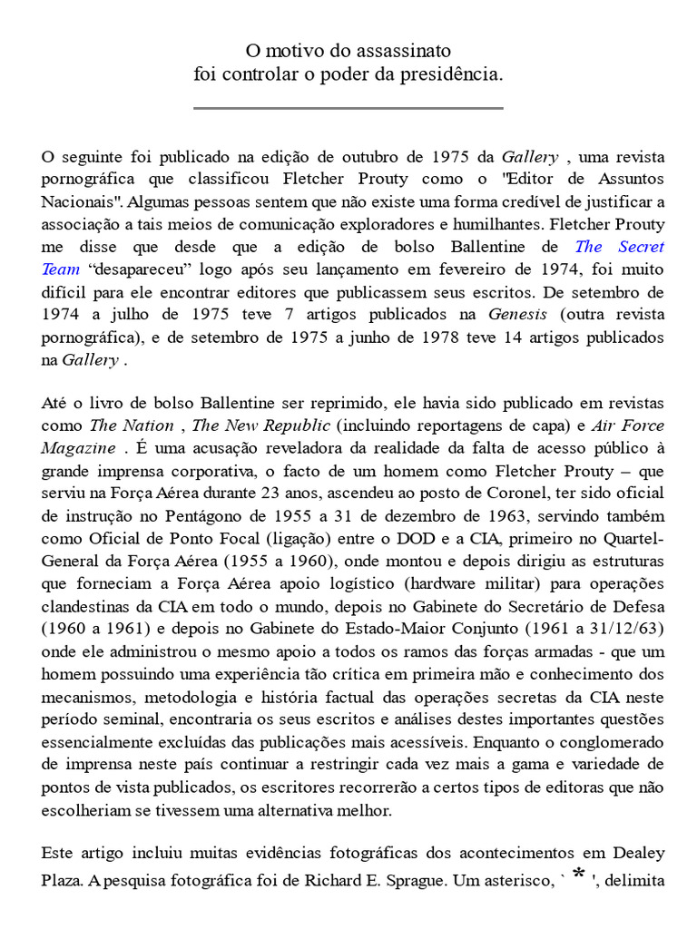 _As Armas de Dallas_, de L. Fletcher Prouty | PDF | Assassinato de John ...