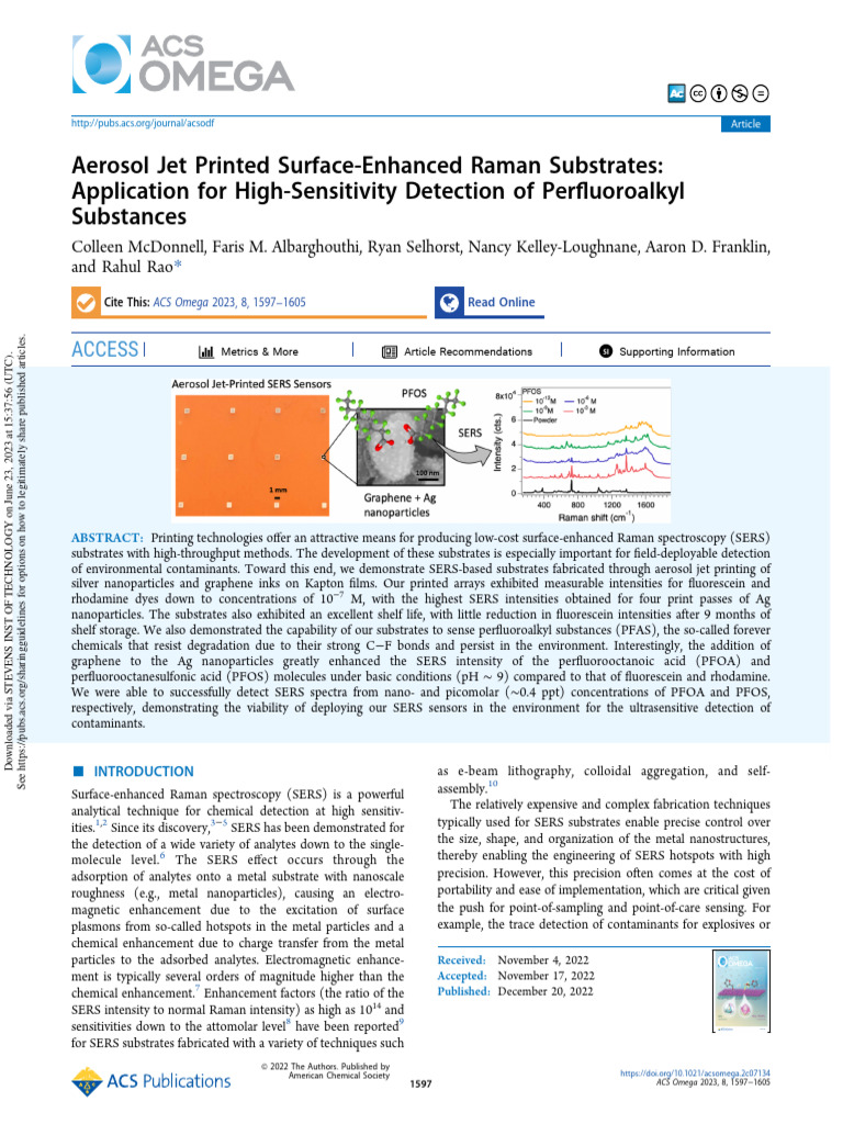 Aerosol Jet Printed Surface-Enhanced Raman Substrates Application For ...