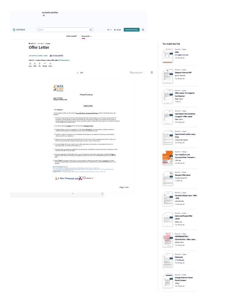 Offer Letter for Vaishnavi Markod | PDF