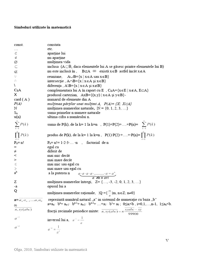 Simboluri Matematice | PDF