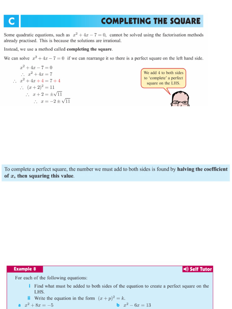 Completing The Square Slides Grade 9 | PDF