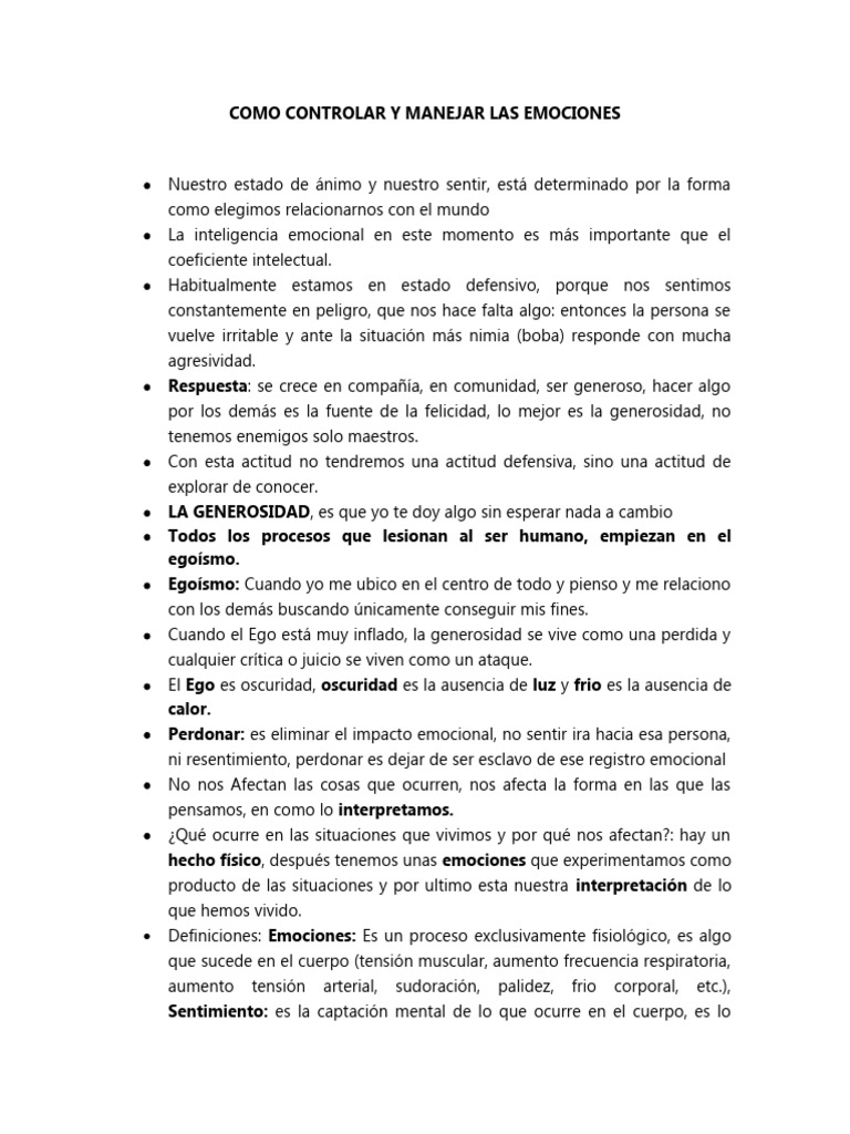 Como Controlar y Manejar Las Emociones | PDF | Las emociones | Mente