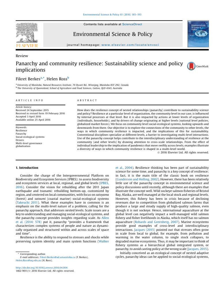 Panarchy & Community Resilience Study | PDF | Ecological Resilience | Ecology