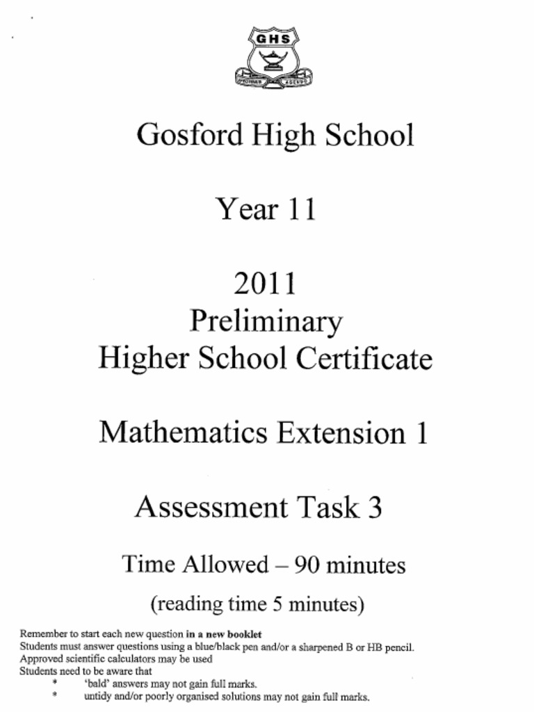 Gosford 2011 3U PT2 & Solutions | PDF