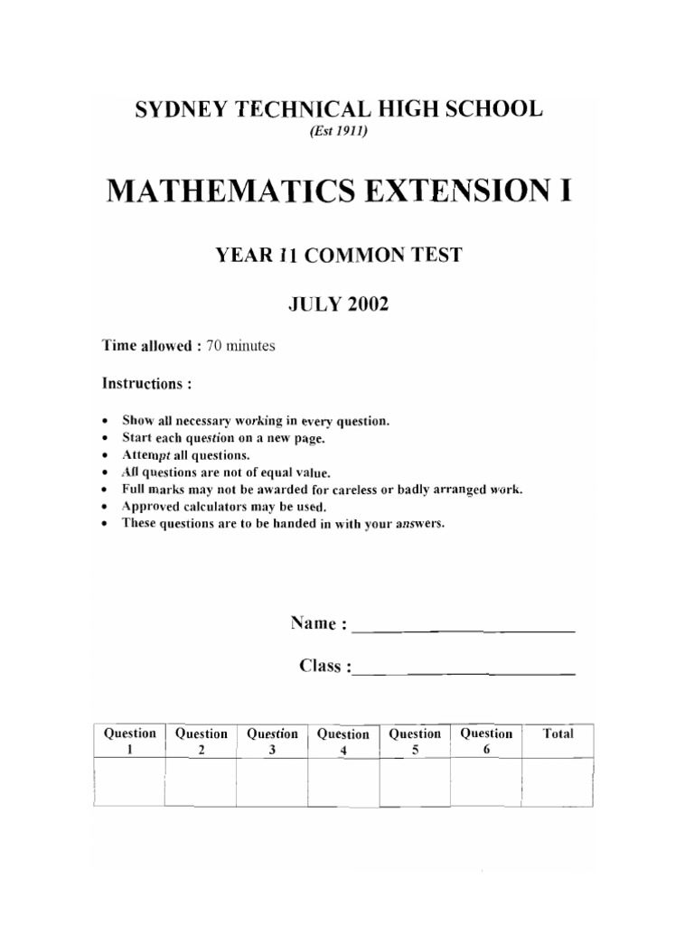 Sydney Tech 2002 3U PT2 & Solutions | PDF