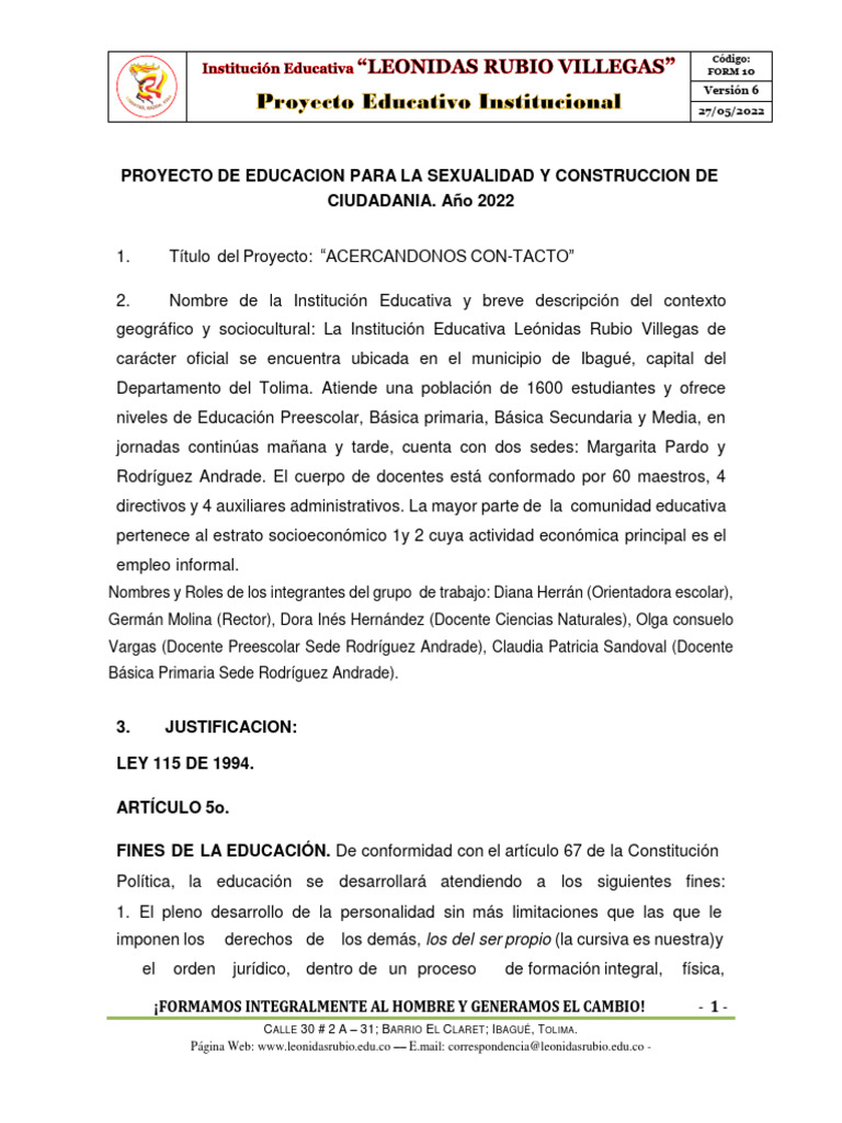 Proyecto Educacion Sexual Corregido Descargar Gratis Pdf La 4504