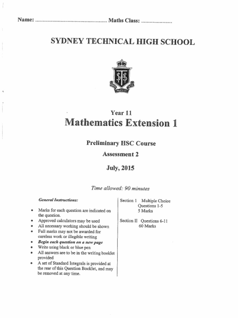 Sydney Tech 2015 3U PT2 & Solutions | PDF