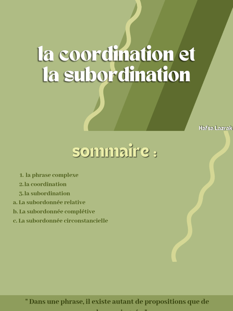 Coordination et Subordination en Français | PDF | Clause | Grammaire