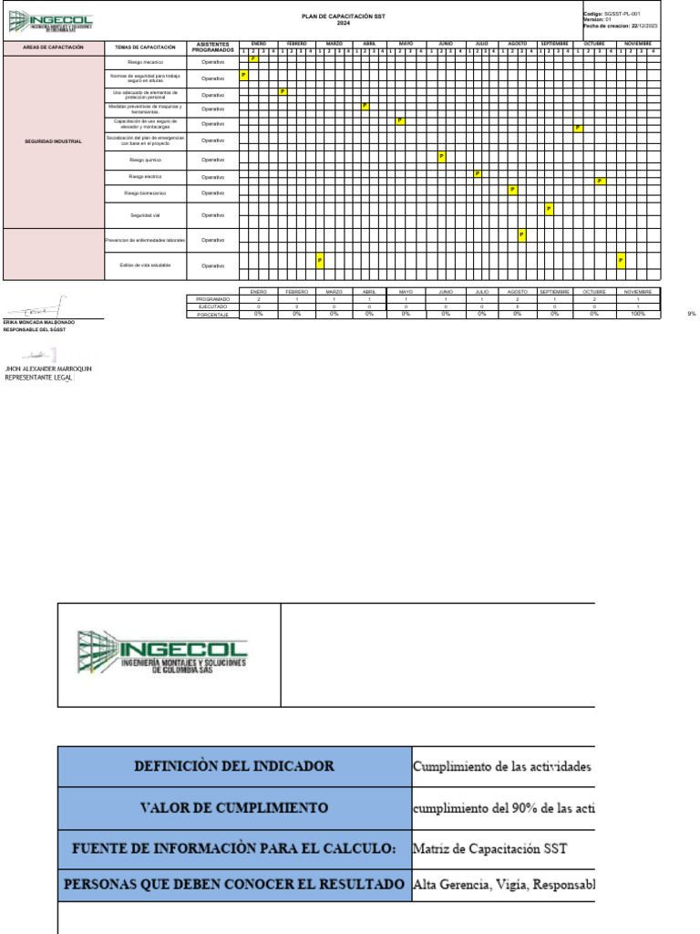 1 11 Cronograma De Capacitacion Sg Sst Pdf