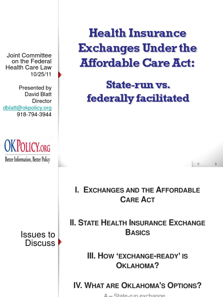 Health Insurance Exchanges Under The Affordable Care Act:: State-Run vs ...