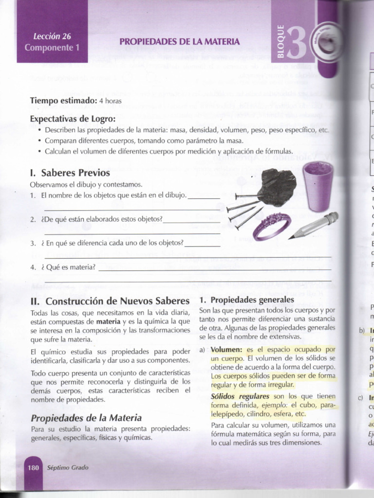 Leccion 26 Propiedades de La Materia | PDF | Masa | Importar