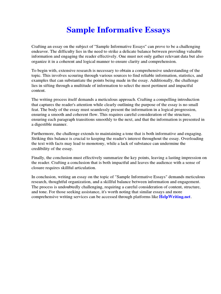 Sample Informative Essays | PDF