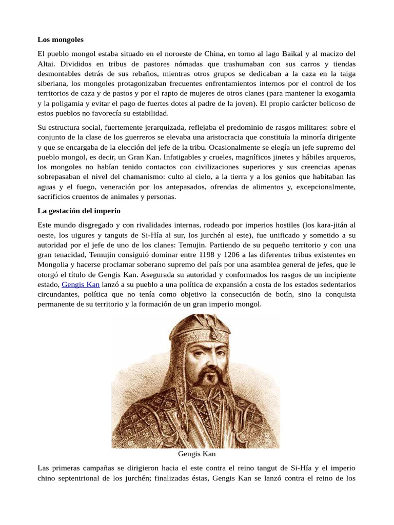 Historia del Imperio Mongol y Gengis Kan | PDF | Genghis Khan | Imperio ...