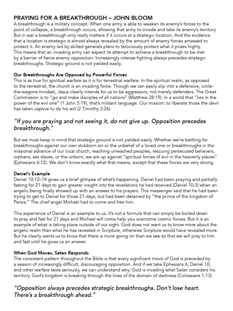 Praying For A Breakthrough | PDF | Prayer | Michael (Archangel)