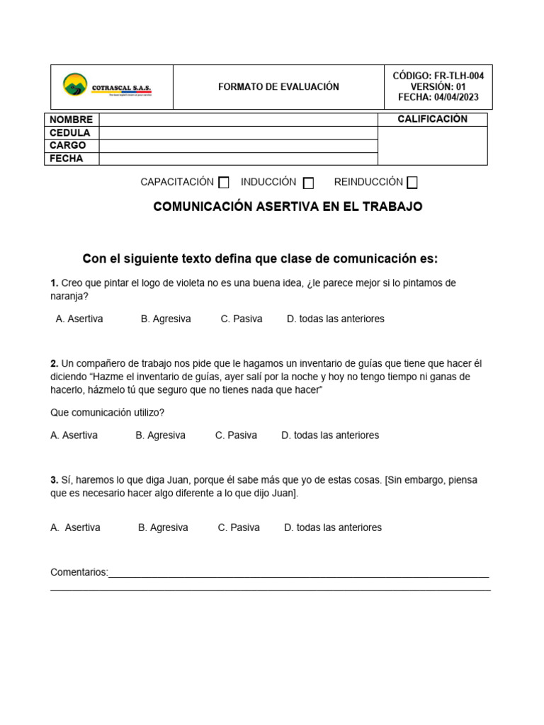 Fr Tlh 004 Evaluación Comunicacion Pdf
