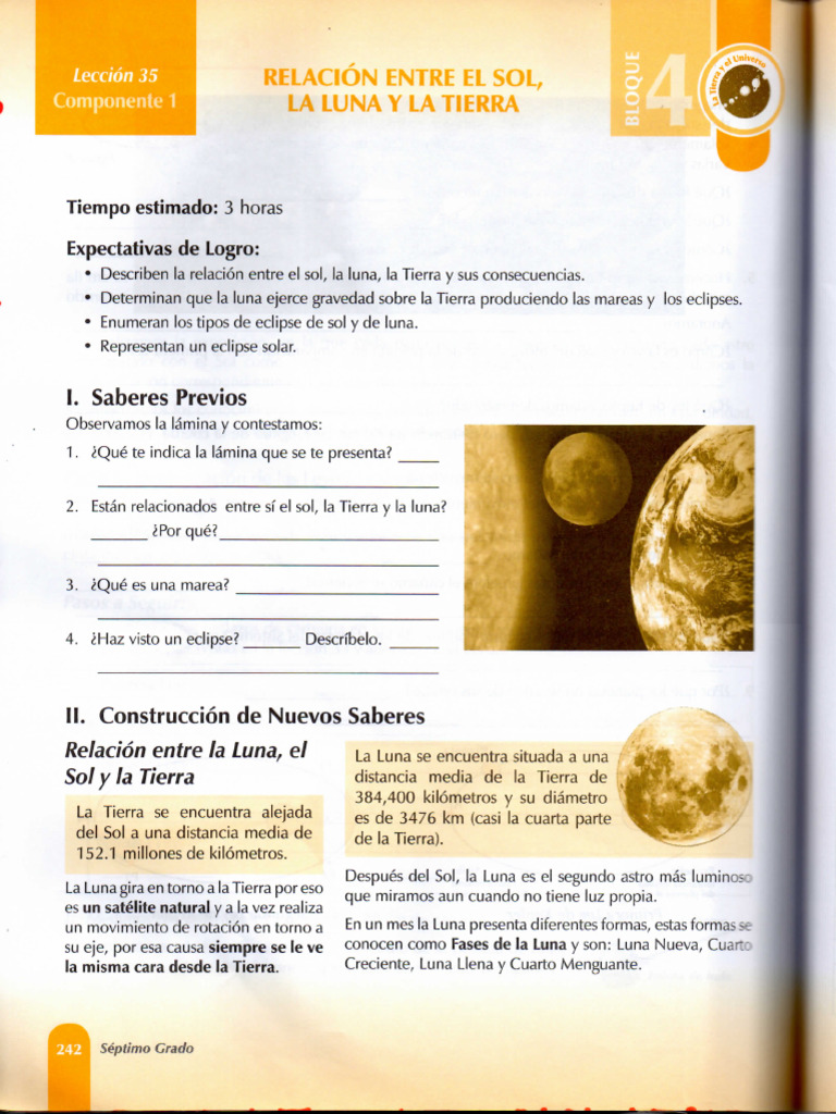 Leccion 35 Relacion Entre El Sol, Luna y Tierra | PDF | Luna | Marea