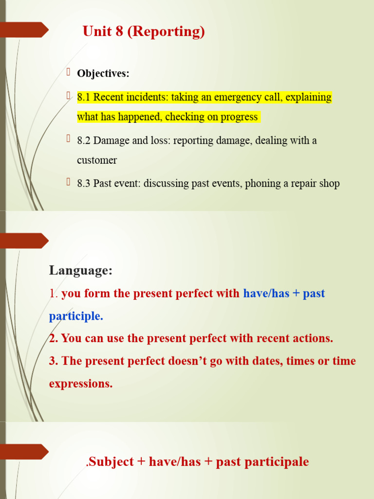 Unit 8-1 | PDF | Verb | Linguistic Typology